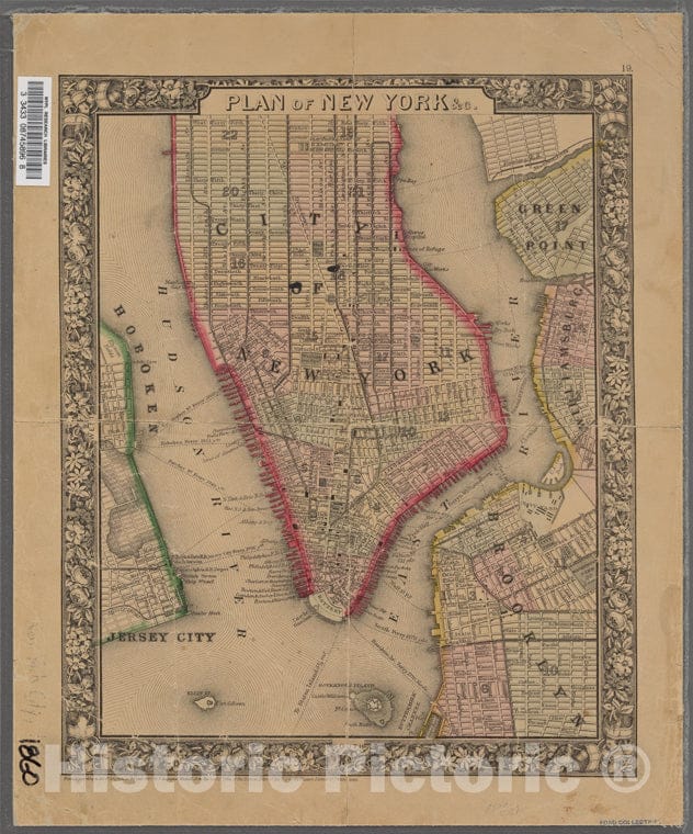 Historic 1860 Map - Plan Of New York &C. - Vintage Wall Art – Historic ...