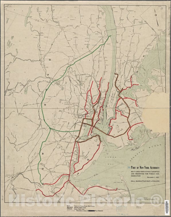 Historic 1921 Map - Belt Lines Tentatively Adopted And Presented For P ...