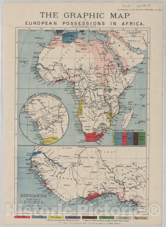 Historic 1884 Map - The Graphic Map Of European Possessions In Africa ...