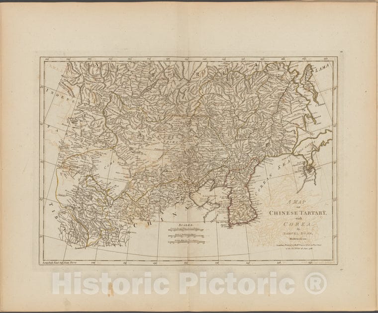 Historic Map - 1788 A Map Of Chinese Tartary, With Corea - Vintage Wal ...