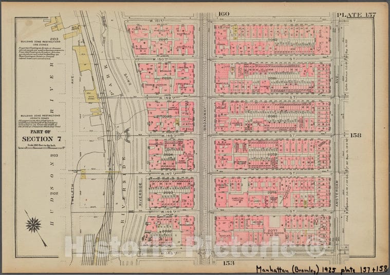 Historic 1925 Map - Plate 157, Part Of Section 7: [Bounded By W. 151St ...
