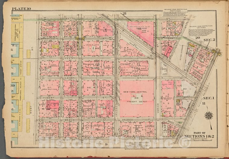 Historic 1927 Map - Plate 10, Part Of Sections 1 & 2: [Bounded By Watt ...