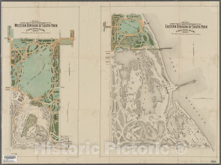 Historic Map - 1880 Chicago (Ill.), Map, S Showing Progress Made In Th ...