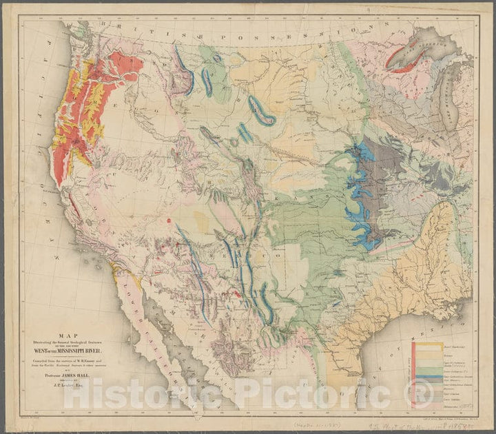 Historic 1858 Map - Map Illustrating The General Geological Features O ...