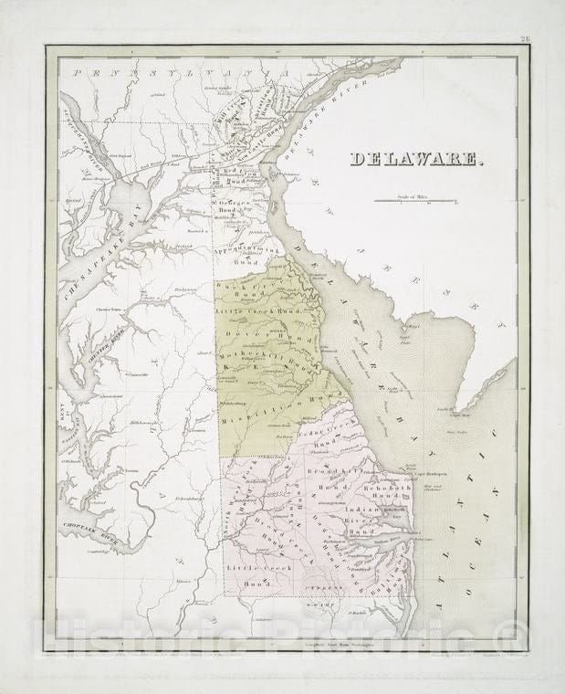 Historic 1838 Map - Delaware - Delaware - Maps - Vintage Wall Art, V2 ...