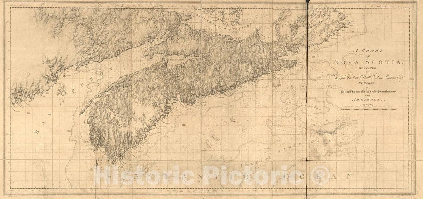 Historical Map, 1777 A Chart of Nova Scotia, Vintage Wall Art ...