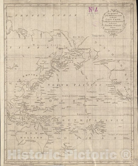 Historical Map, 1780 A Chart of The Discoveries Made by The Late Capt ...