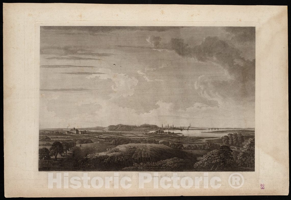 Historical Map, 1776 A View of Boston Taken on The Road to Dorchester ...