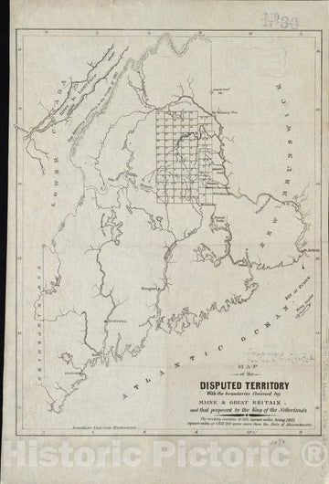 Historical Map, 1839 Map of The disputed Territory with The Boundaries ...