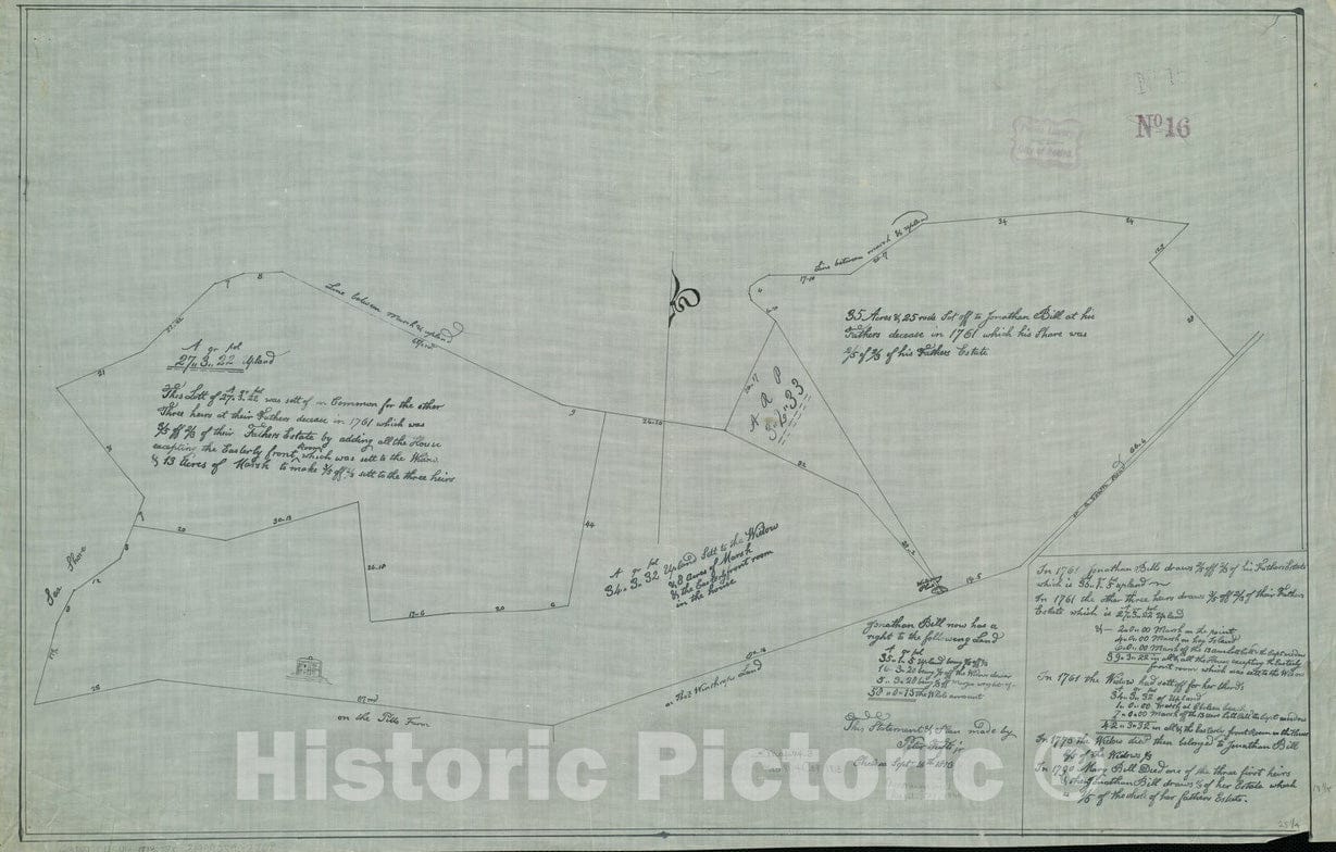 Historical Map, 1813 [Statement and Plan of The Bill Estate], Vintage ...