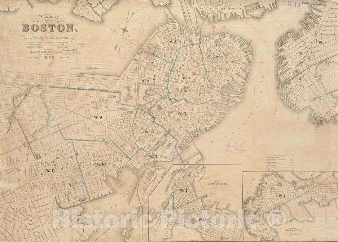 Historical Map, 1866 Plan of Boston, Vintage Wall Art – Historic Pictoric