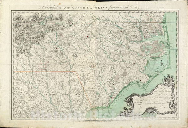 Historical Map, 1770 A compleat map of North-Carolina from an Actual S ...