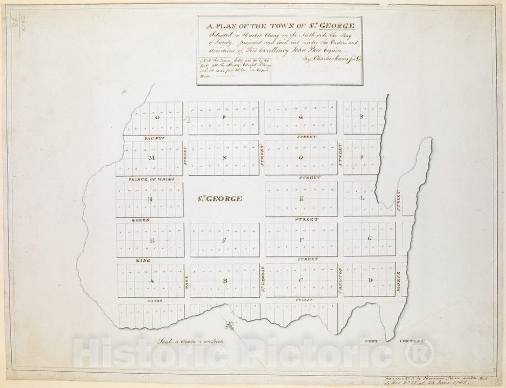 Historical Map, 1785 A Plan of The Town of ST. George Situated in Harb ...