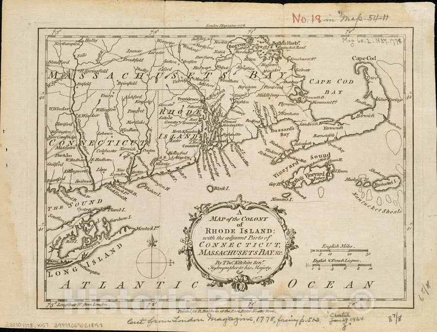 Historical Map, 1778 A map of the colony of Rhode Island : with the ad ...