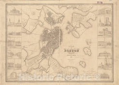 Historical Map, 1835 Plan of Boston with Parts of The Adjacent Towns ...