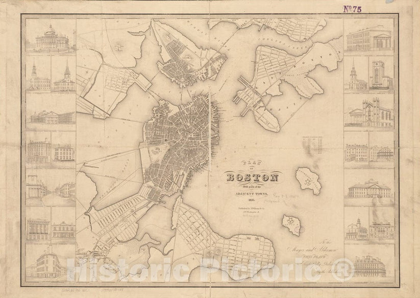 Historical Map, 1835 Plan of Boston with Parts of The Adjacent Towns ...