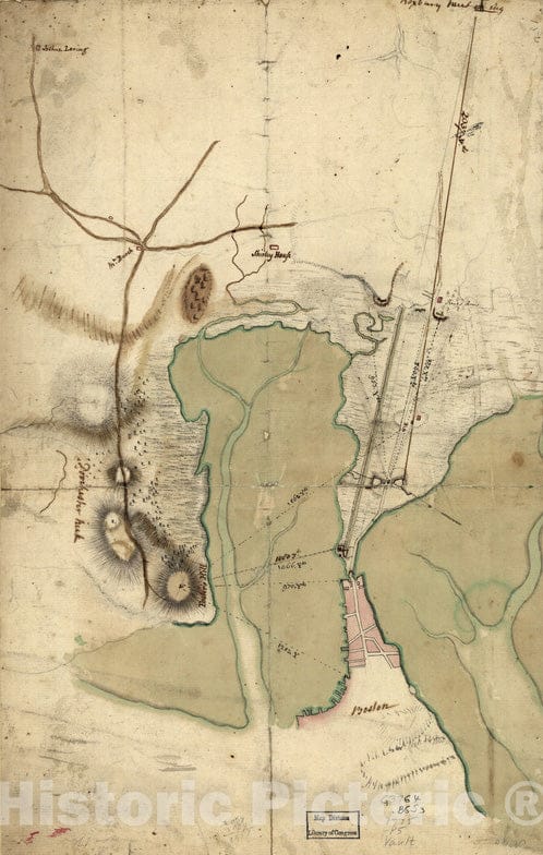 Historical Map, 1775 [Plan of the Neck and environs], Vintage Wall Art ...