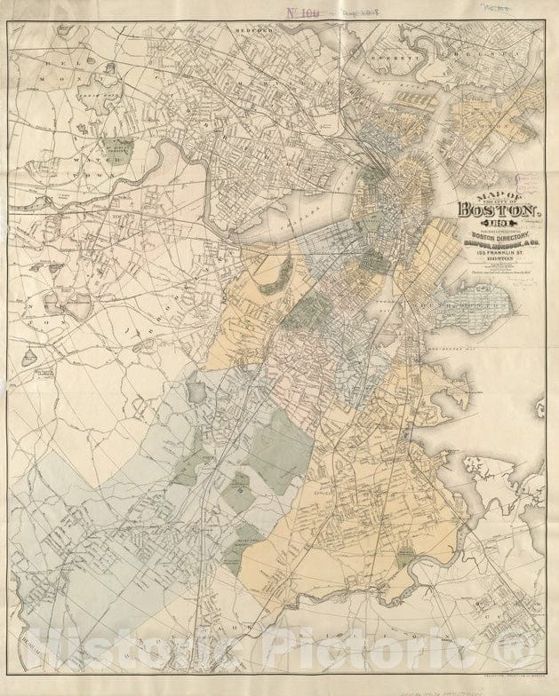 Historical Map, Map of The City of Boston, for 1891, Vintage Wall Art ...