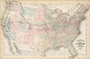 Historical Map, 1871 Walling and Gray's map of The United States and T ...