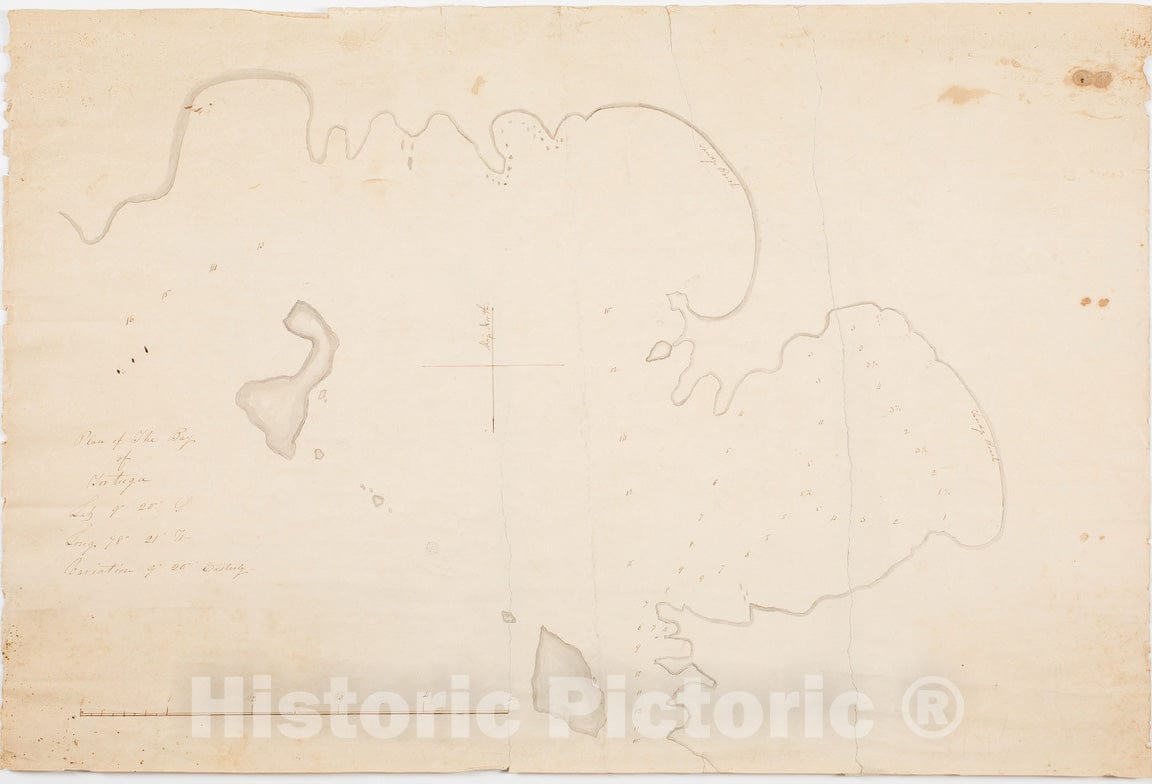 Historical Map, 1800-1830 Plan of The Bay of Tortuga, Vintage Wall Art ...