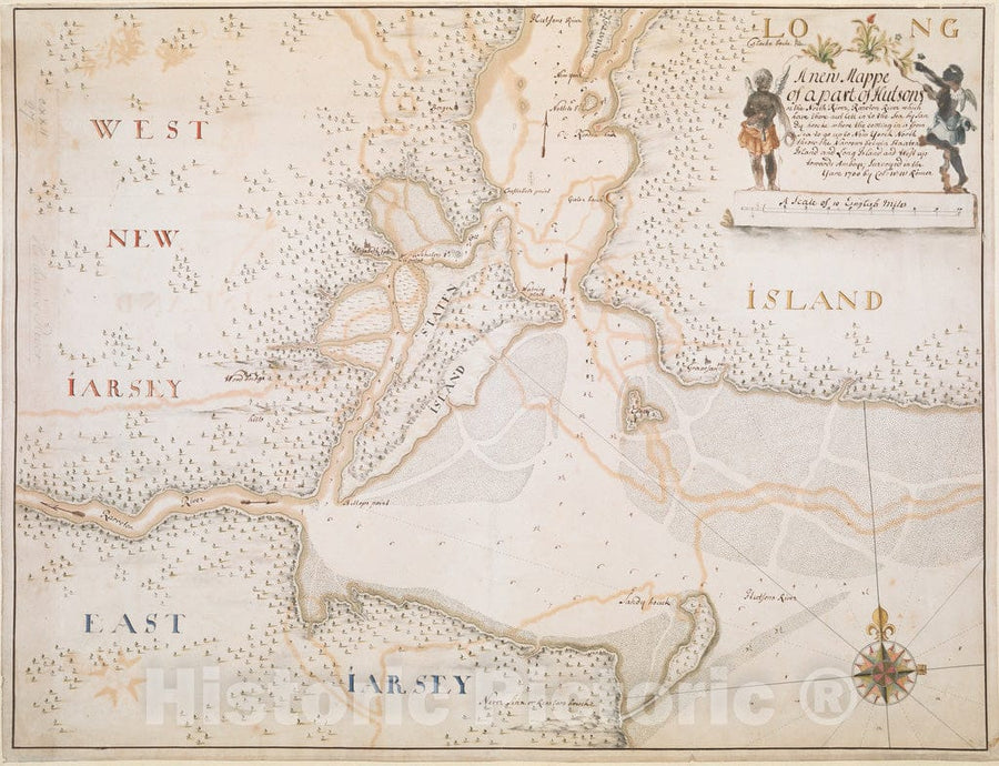 Historical Map, 1700 A New Mappe of a pof Hutsons or The North River ...