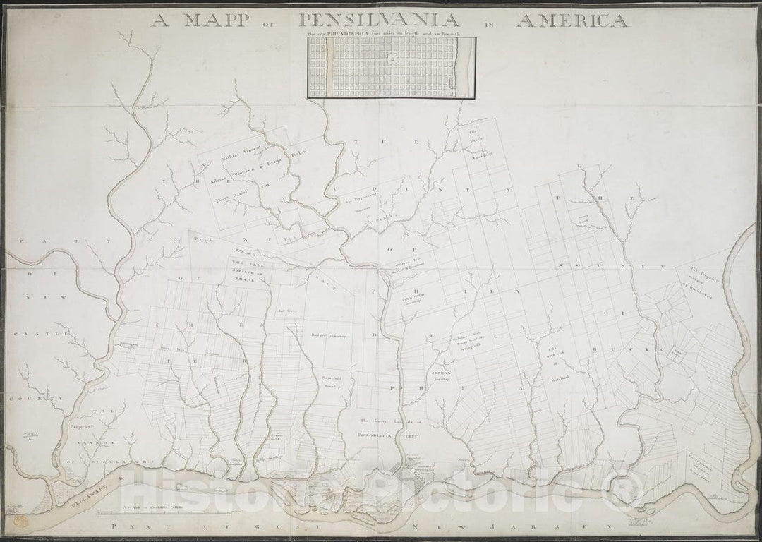 Historical Map, 1756 A MAPP of PENSYLVANIA in America, Vintage Wall Ar ...