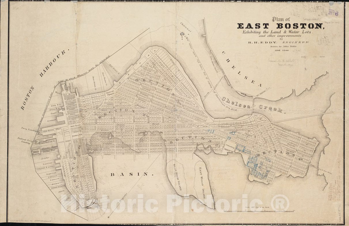 Historical Map, 1844 Plan of East Boston : exhibiting The Land & Water ...