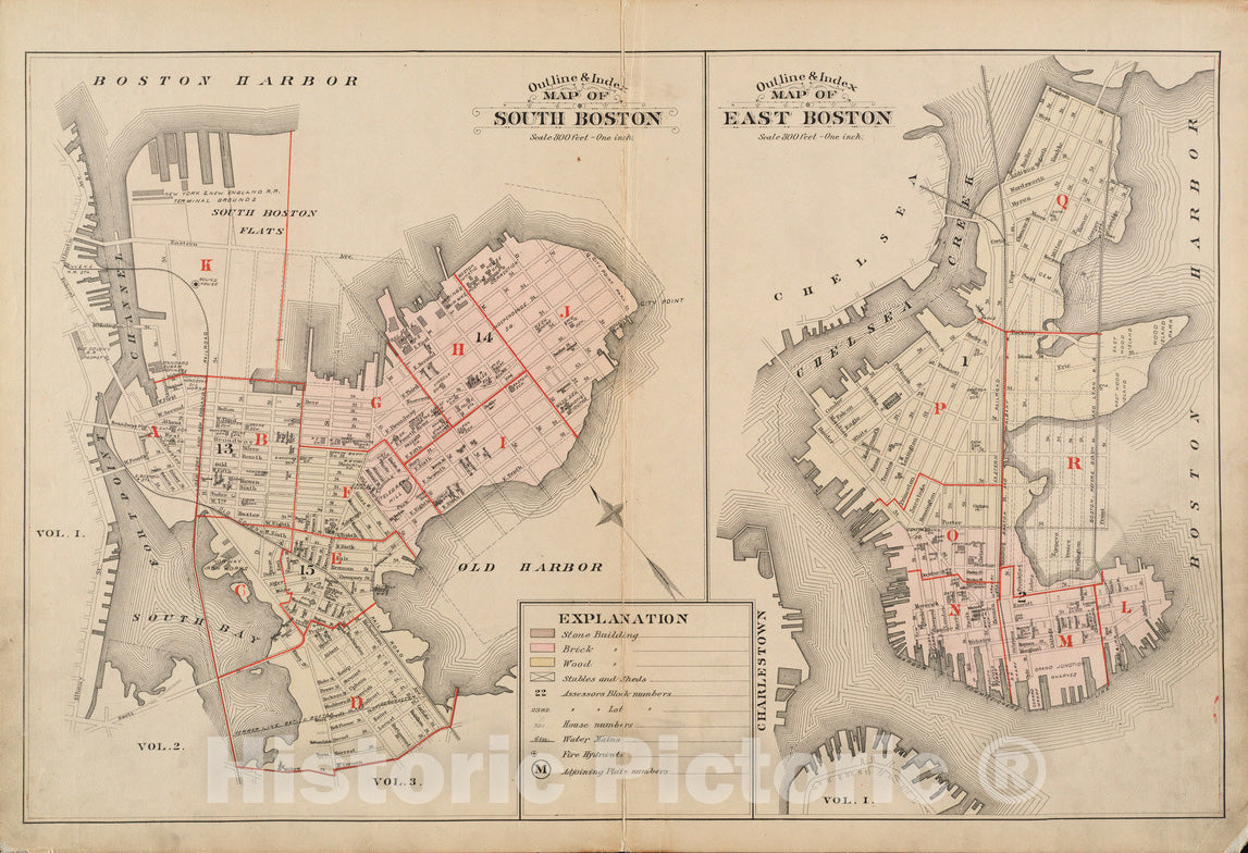 Historical Map, 1884 Outline & Index map of South Boston ; Outline & I ...