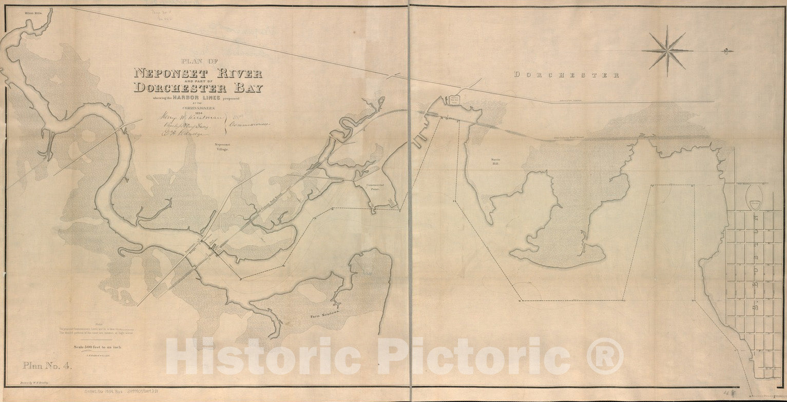 Historical Map, Plan of Neponset River and Part of Dorchester Bay Show ...