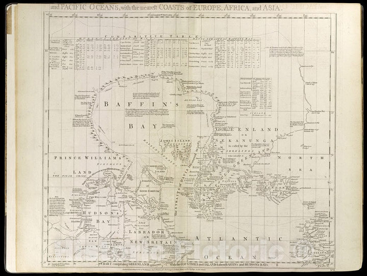 Historical Map, 1768 Chart comprizing Greenland with The Countries and ...