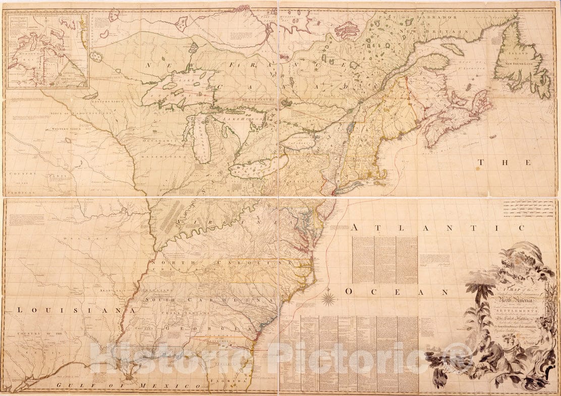 Historical Map, 1755 A map of The British and French dominions in Nort ...