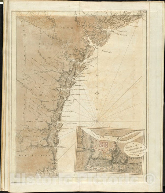 Historical Map, ca. 1780 [Chart of The Coast of Georgia], Vintage Wall ...