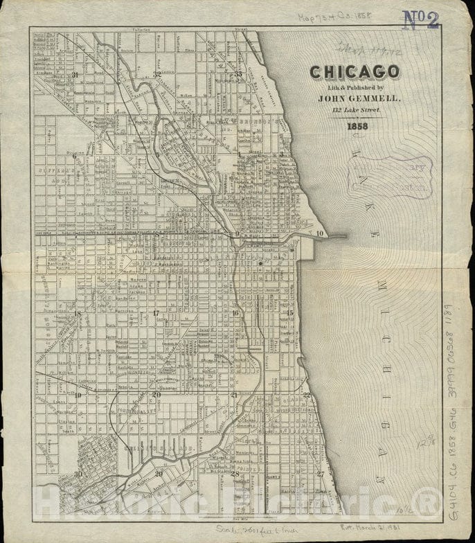 Historical Map, 1858 Chicago, Vintage Wall Art – Historic Pictoric