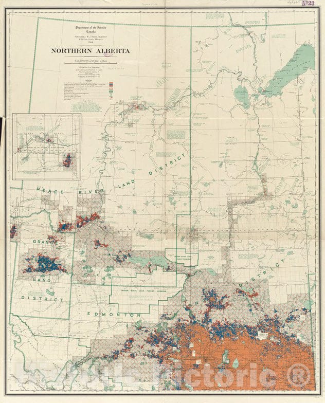 Historical Map, 1914 Northern Alberta : map Showing Disposition of Lan ...