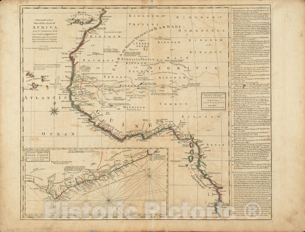 Historical Map, 1771 A new and correct map of the coast of Africa, fro ...