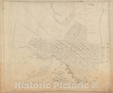 Historical Map, 1864 A Plan of The Town of New Bern, Vintage Wall Art ...
