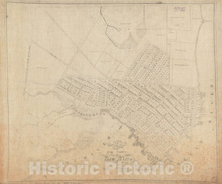 Historical Map, 1864 A Plan of The Town of New Bern, Vintage Wall Art ...