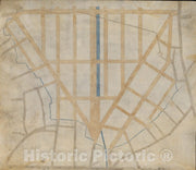 Historical Map, 1807 Manuscript Plan of The Bulfinch Triangle, Boston ...