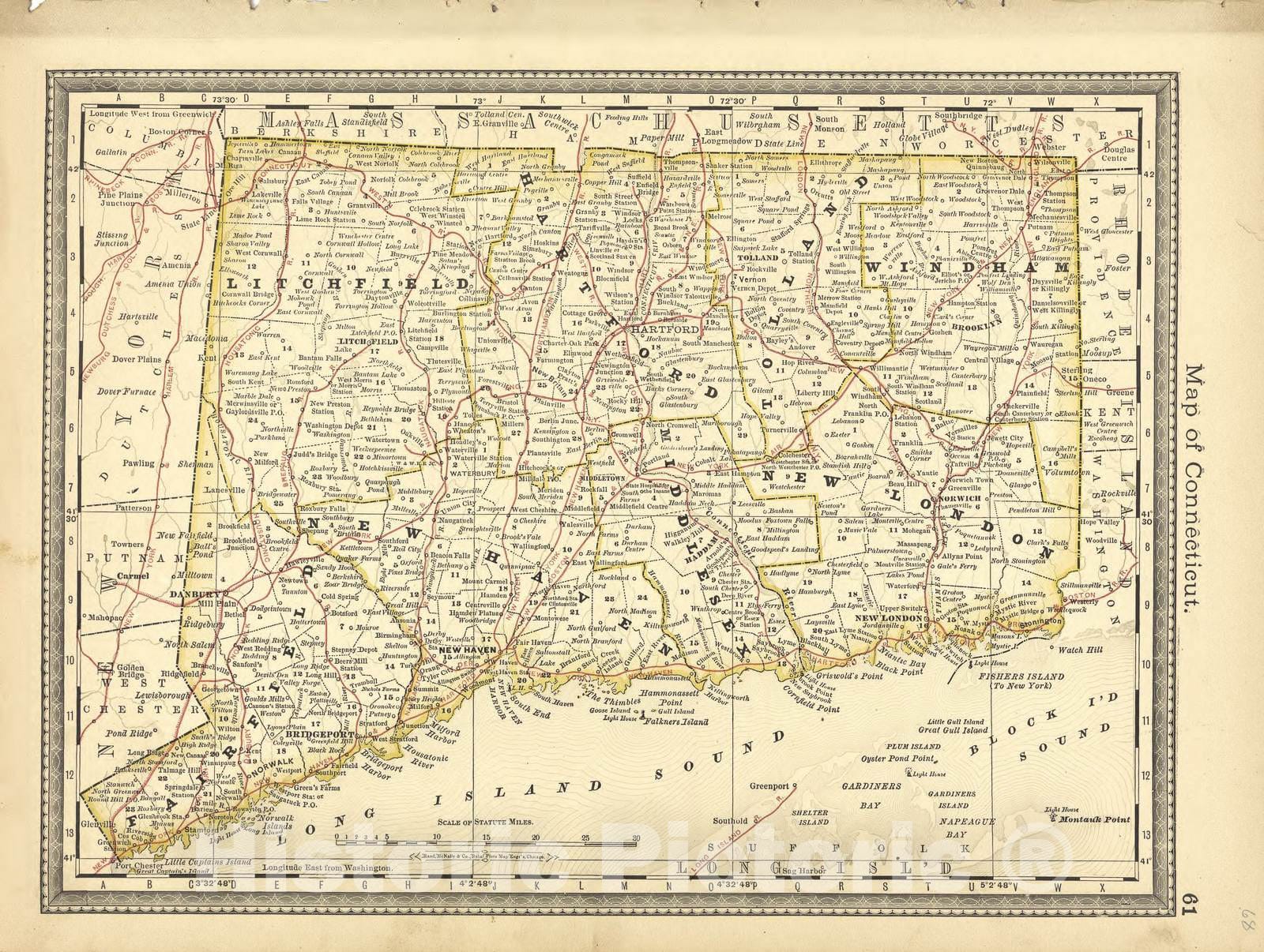 Historic 1881 Map - Historical Hand-Atlas, Illustrated - Map of Pennsy ...