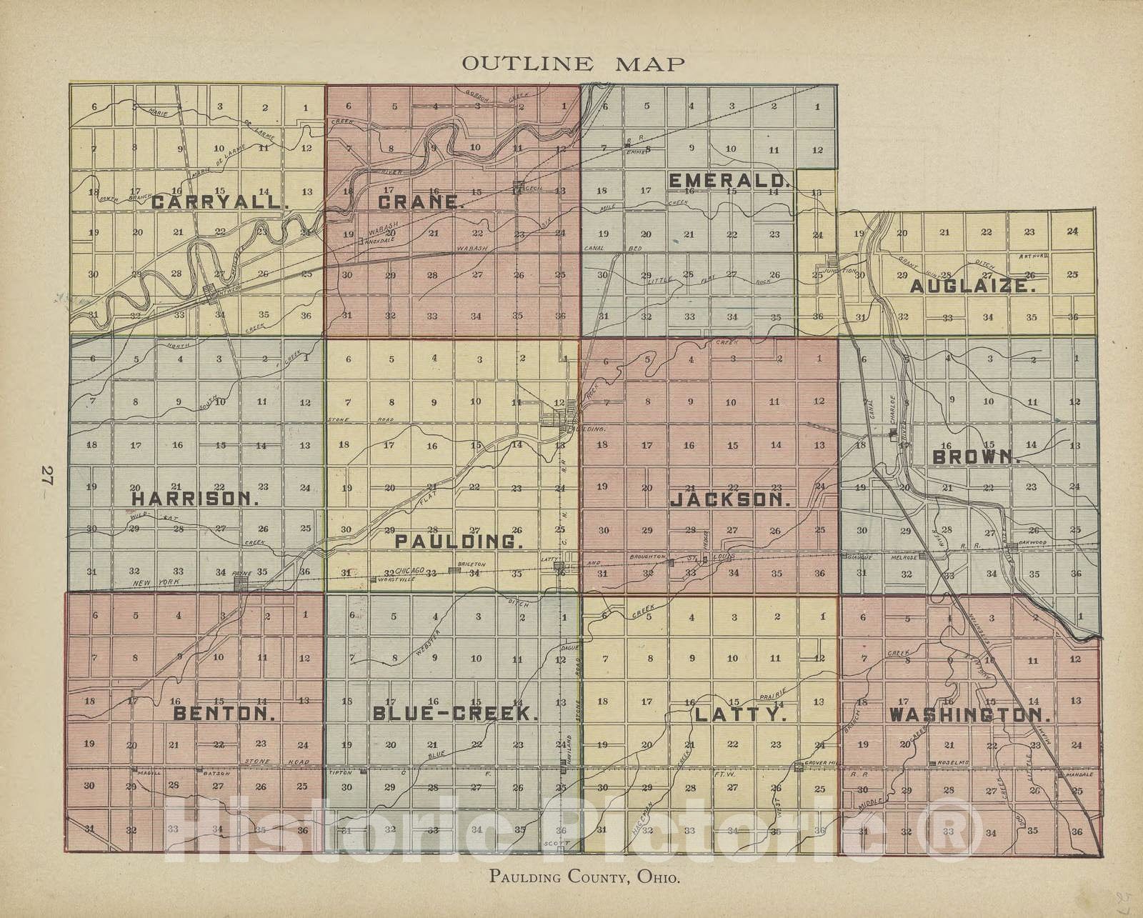 Historic 1905 Map - Atlas and Directory of Paulding County, Ohio - Eme ...