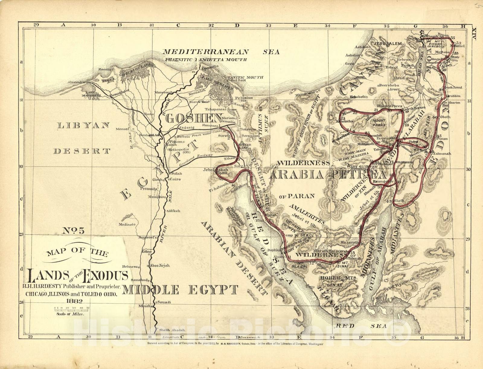 Historic 1882 Map - Historical Hand-Atlas, Illustrated - No. 5 Map of ...
