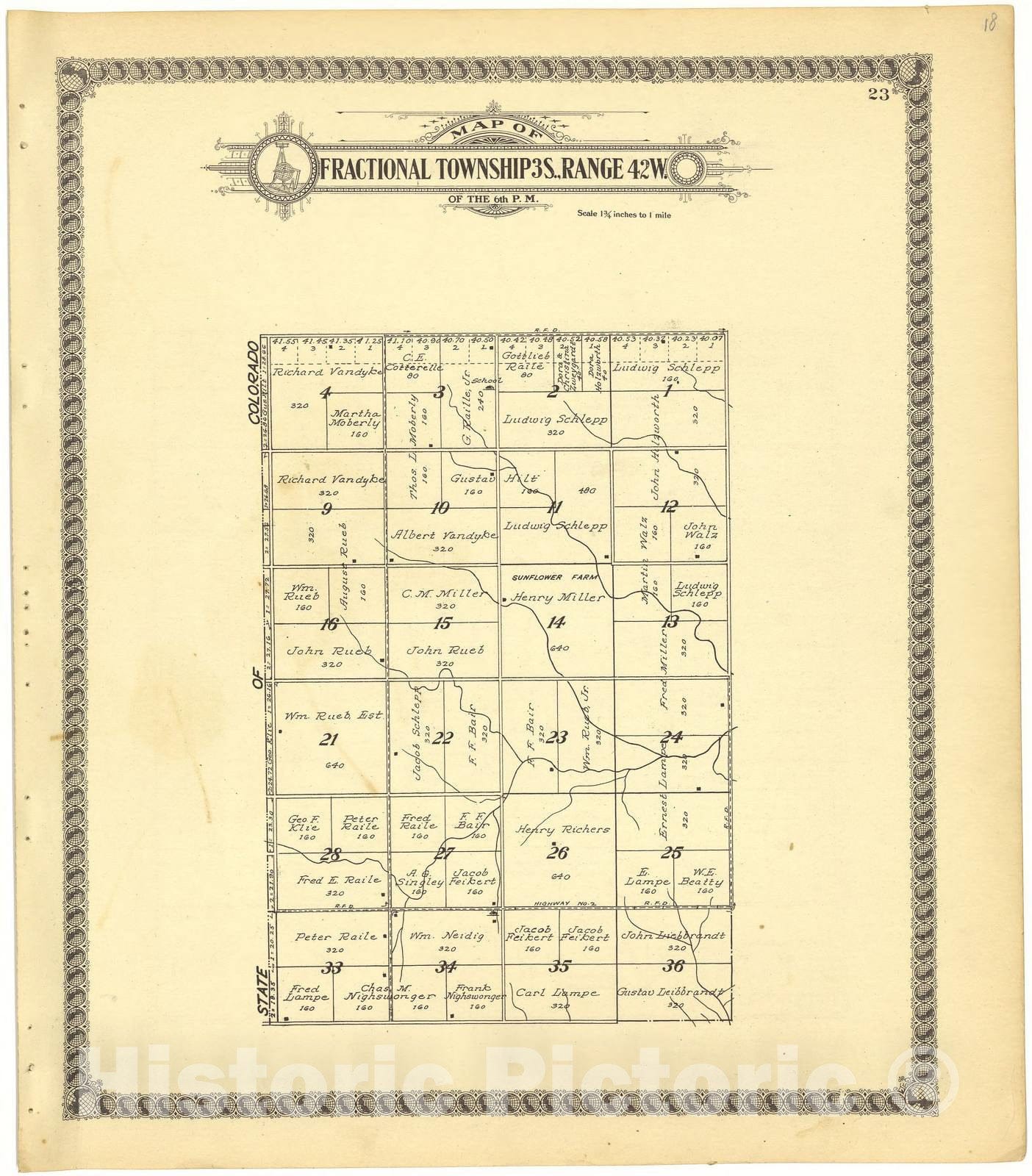 Historic 1928 Map - Standard Atlas of Cheyenne County, Kansas - Map of ...