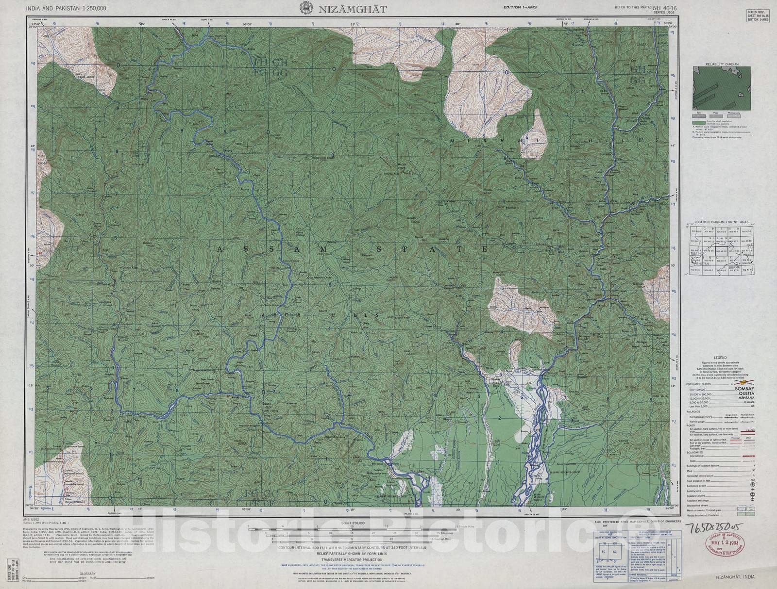 Historic 1955 Map - India and Pakistan 1:250,000. - Nizamghat, India 1 ...