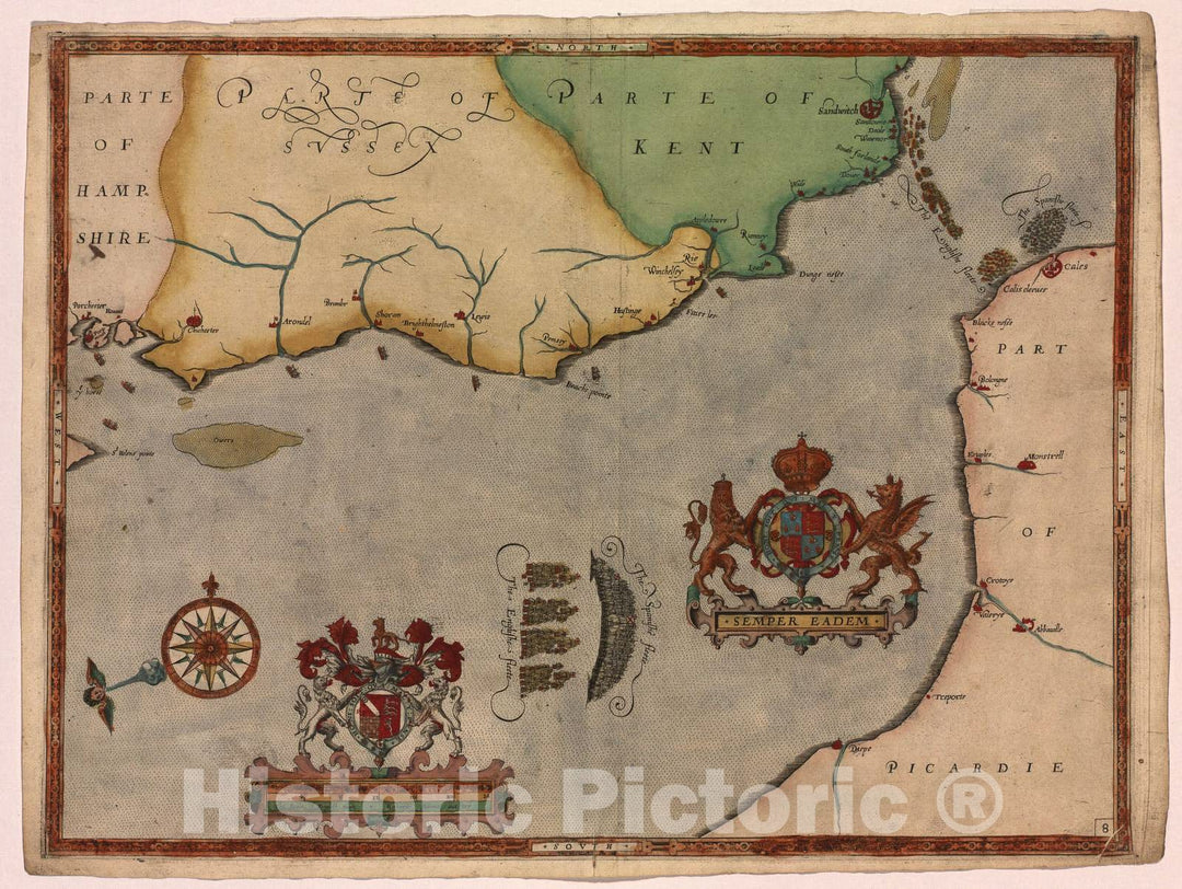 Historic 1589 Map - Expeditionis Hispanorum in Angliam Vera descriptio ...