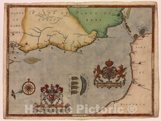 Historic 1589 Map - Expeditionis Hispanorum in Angliam Vera descriptio ...