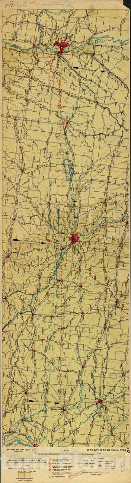 Historic 1924 Map - Aeronautical Strip maps of The United States. - No ...