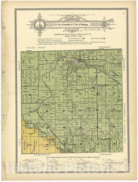 Historic 1914 Map - Atlas and plat Book of Jasper County, Iowa - Map o ...