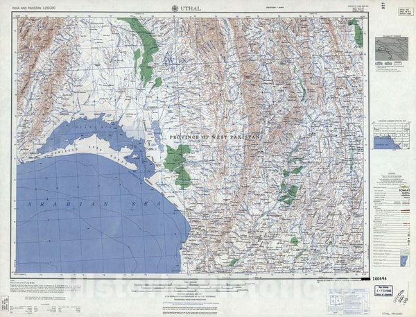 Historic 1955 Map - India and Pakistan 1:250,000. - Uthal, Pakistan 19 ...