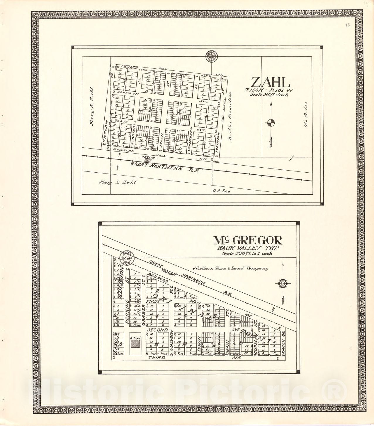 Historic 1937 Map - Atlas, Williams County, North Dakota. - Zahl; Mc ...