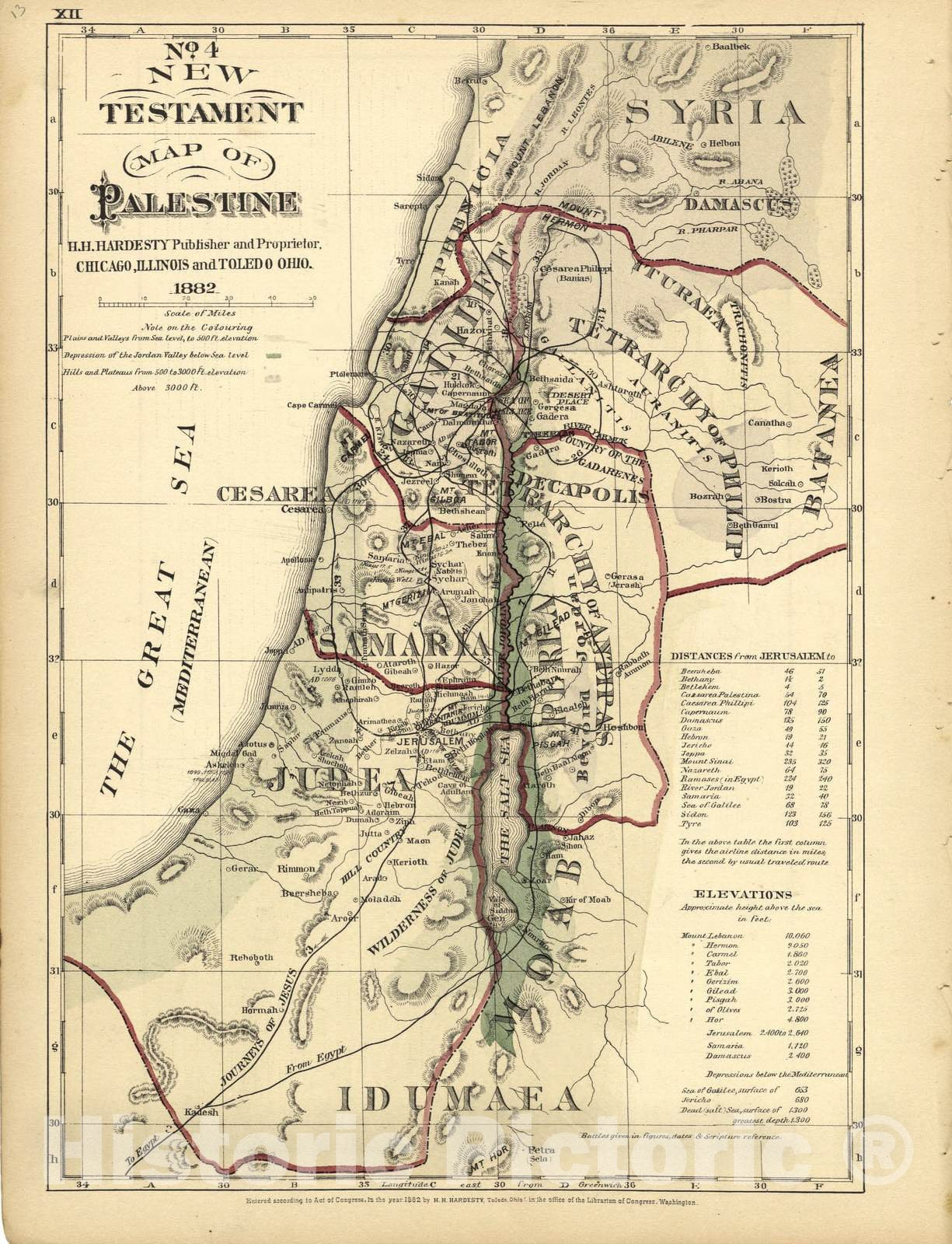Historic 1882 Map - Historical Hand-Atlas, Illustrated - No. 4 New Tes ...